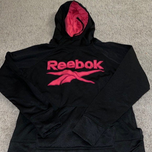 Reebok | Sweaters | Vintage Reebok Black Hoodie Sweater | Poshmark